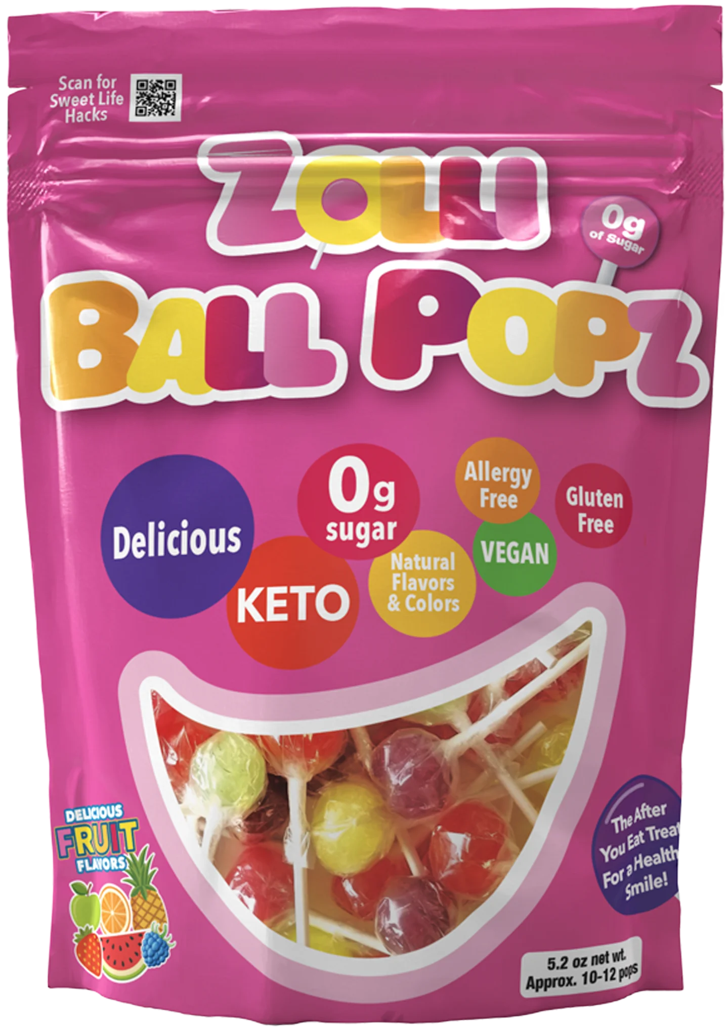 Buy Online Zolli Ballz Pops Assorted Fruits - Flavorful Medley (5.2 oz ...